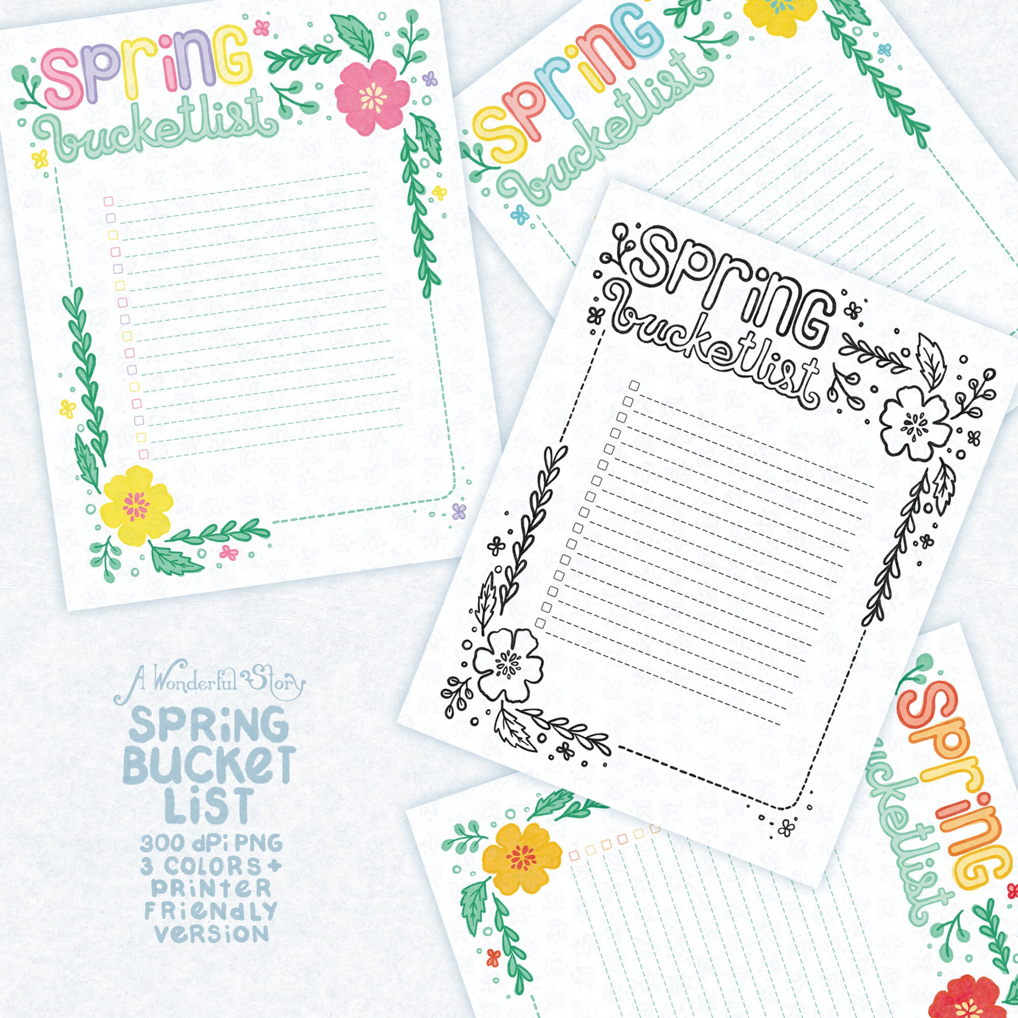 Spring Bucket List Printable, Spring Checklist, Spring Digital Planner ...