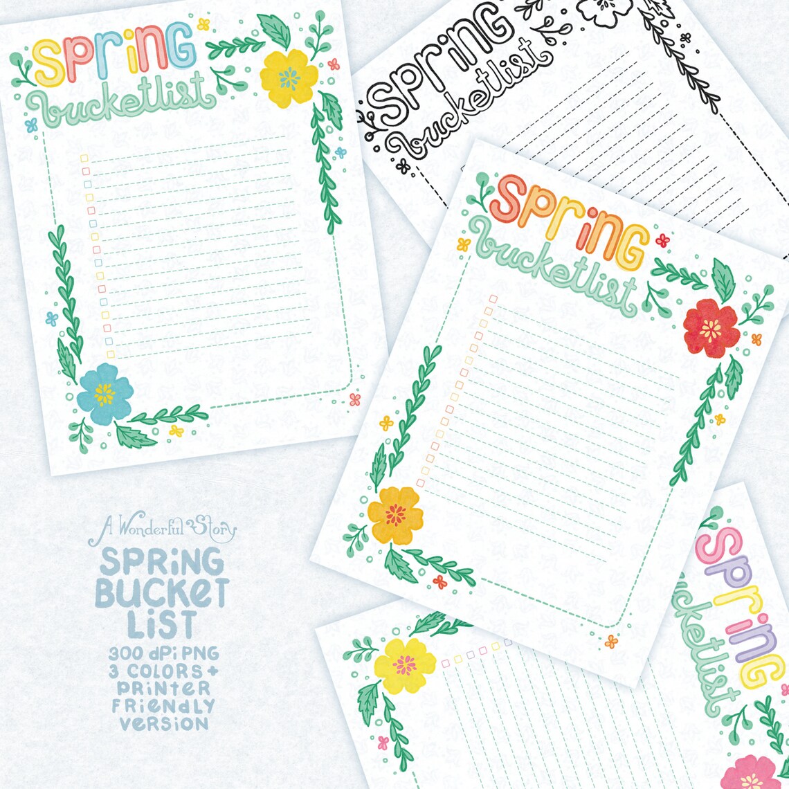 Spring Bucket List Printable, Spring Checklist, Spring Digital Planner ...