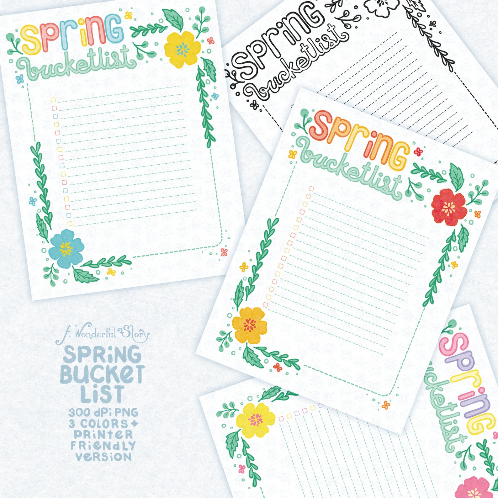 Spring Bucket List Printable, Spring Checklist, Spring Digital Planner ...