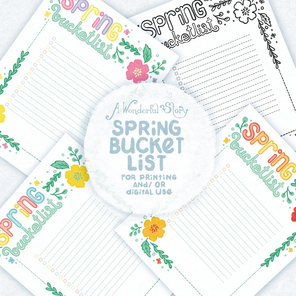 Spring Bucket List Printable, Spring Checklist, Spring Digital Planner ...