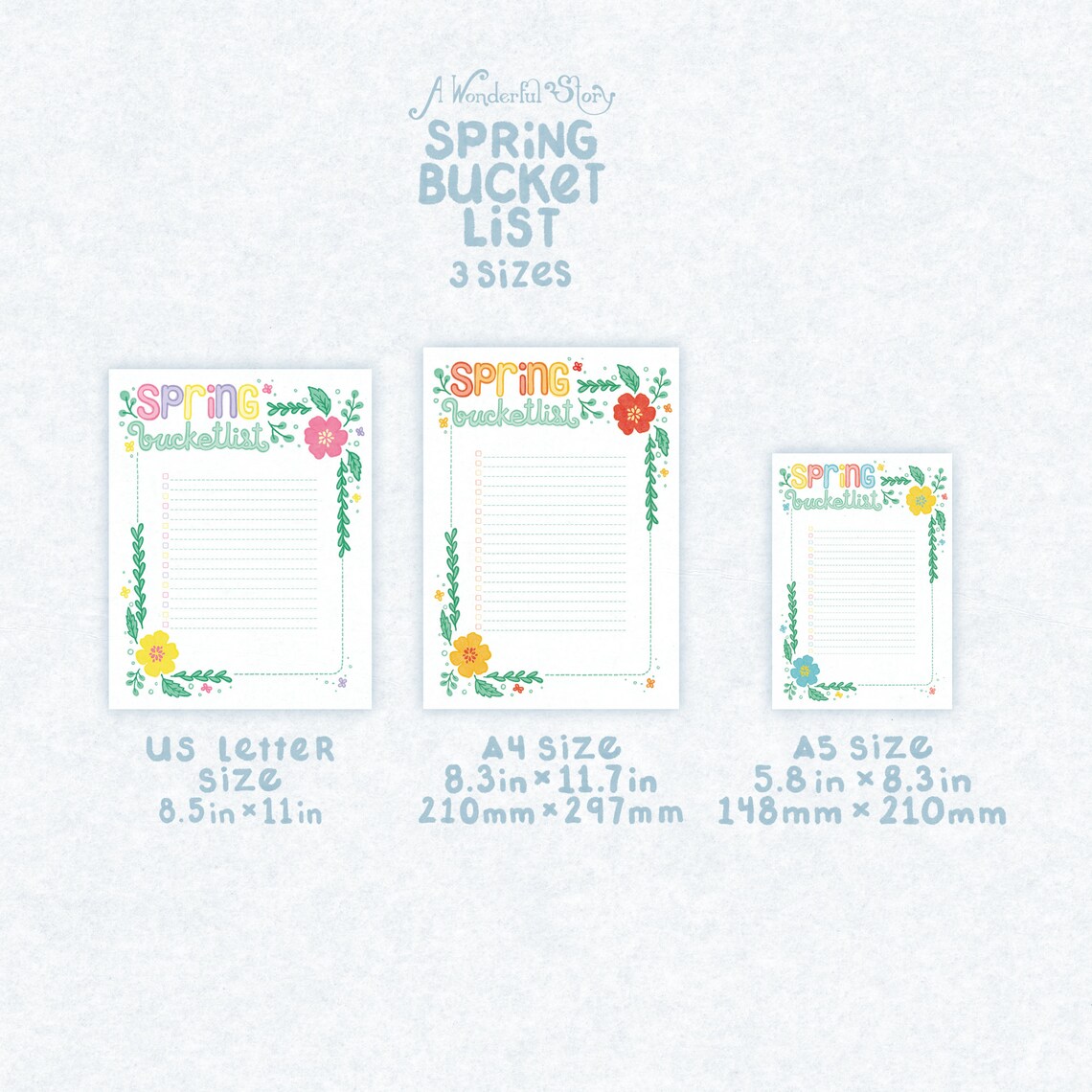 Spring Bucket List Printable, Spring Checklist, Spring Digital Planner ...