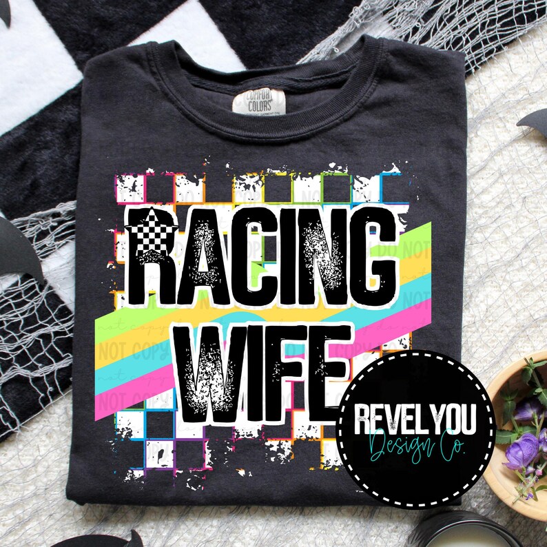Racing Wife Neon Checkered Grunge - PNG DOWNLOAD - Etsy
