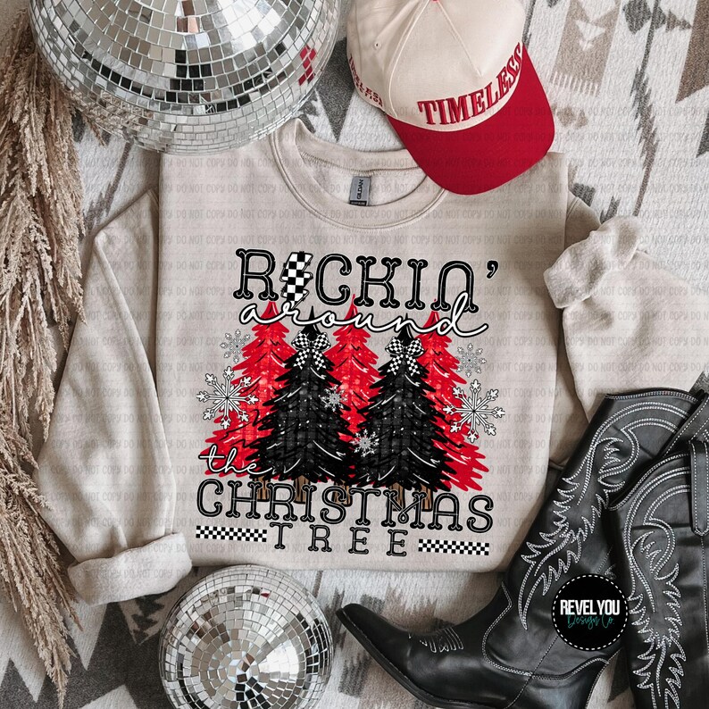 Rockin Around the Christmas Tree Red Black- Sleeve Design Included ...