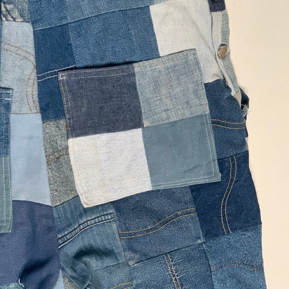1970's Vintage Quilted Patchwork Denim Overalls Homem… - Gem