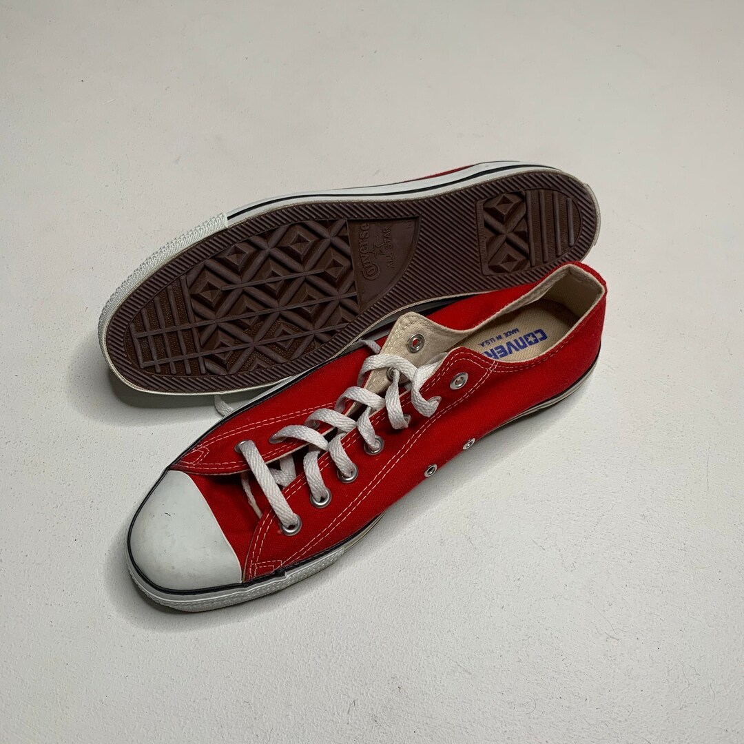 1990's Vintage Old Stock Converse Low Top Red Size 11 - Etsy