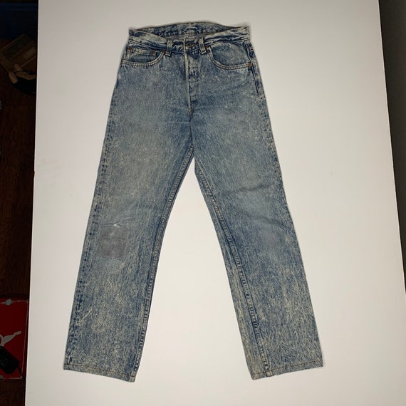 1980's Vintage Levis 501 Acid Wash Denim Jeans USA 28… - Gem