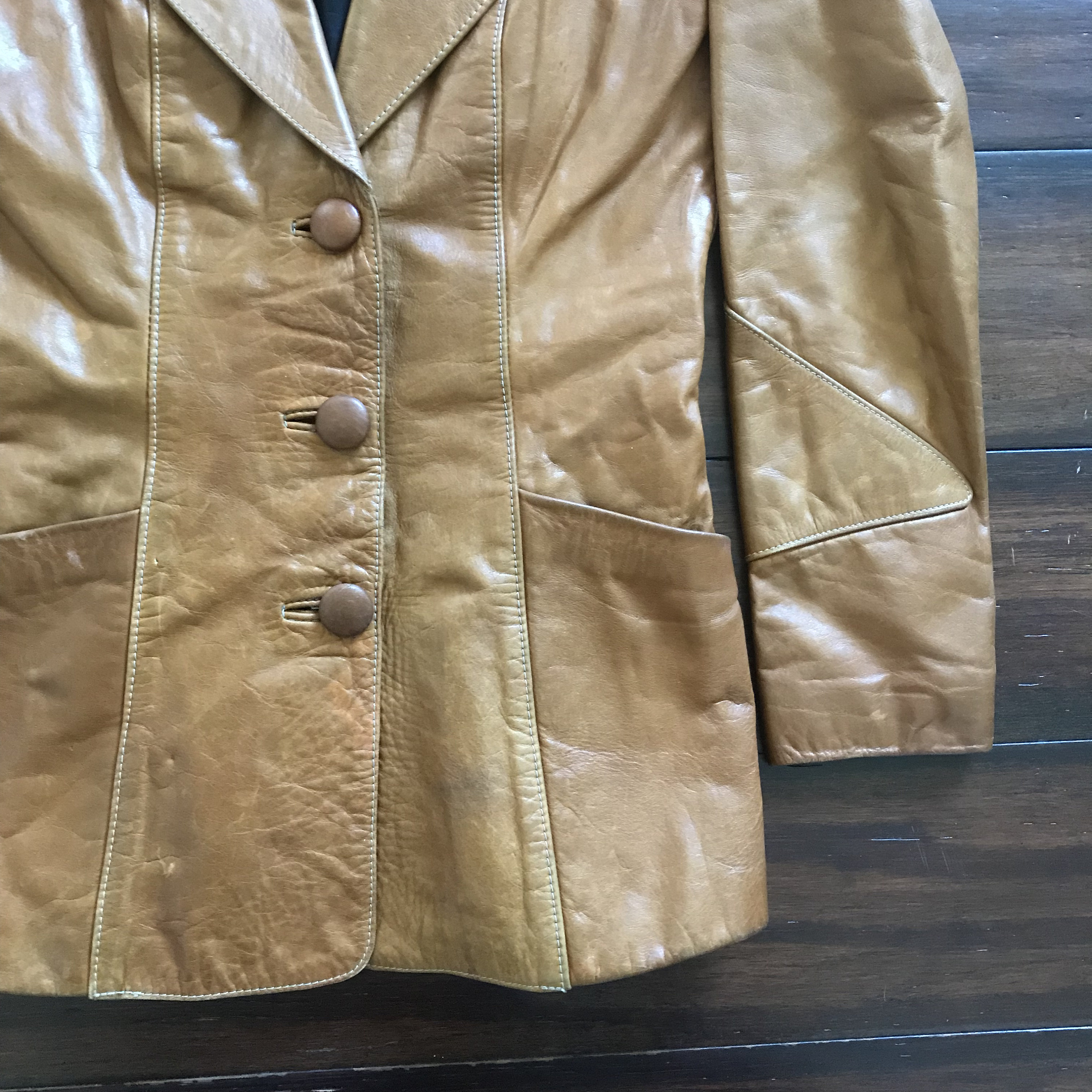 1970's Vintage Glasswater Leather Jacket 3 Button Tobacco | Etsy