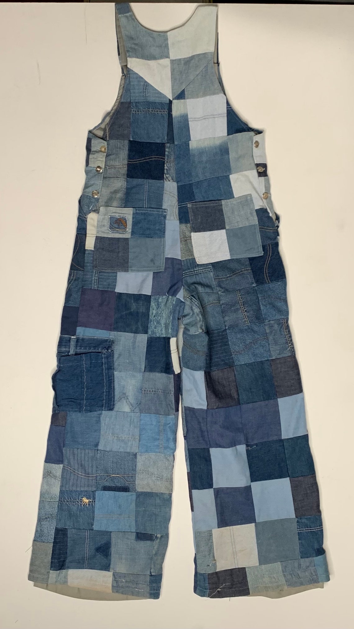 1970's Vintage Quilted Patchwork Denim Overalls Homemade - Etsy