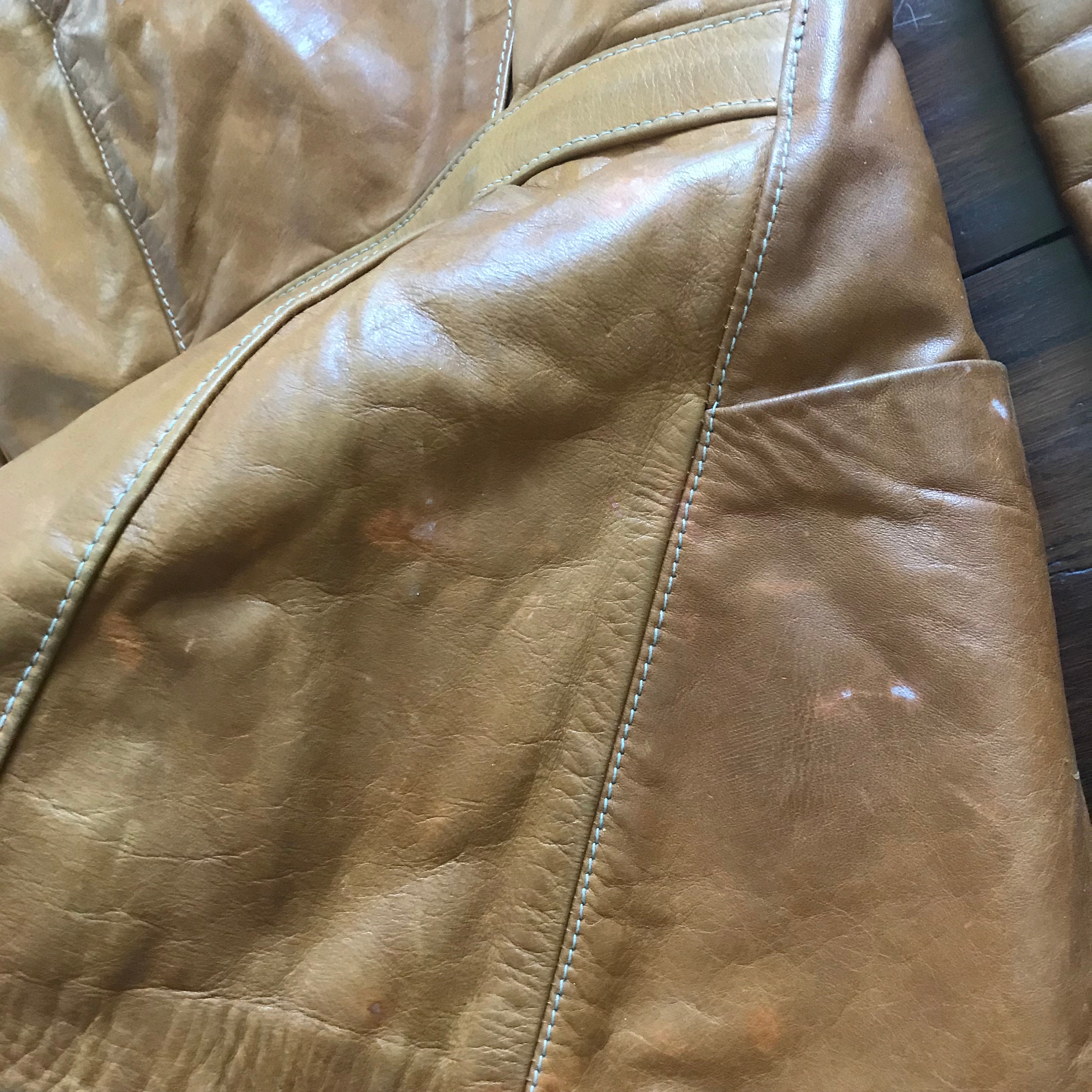 1970's Vintage Glasswater Leather Jacket 3 Button Tobacco | Etsy