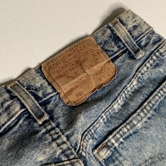 1980's Vintage Levis 501 Acid Wash Denim Jeans USA 28… - Gem