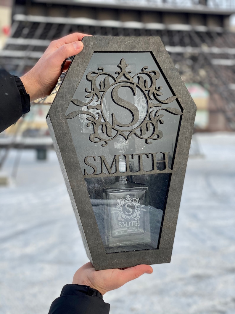 Coffin Gift Coffin Personalized Whiskey Decanter Set Coffin - Etsy