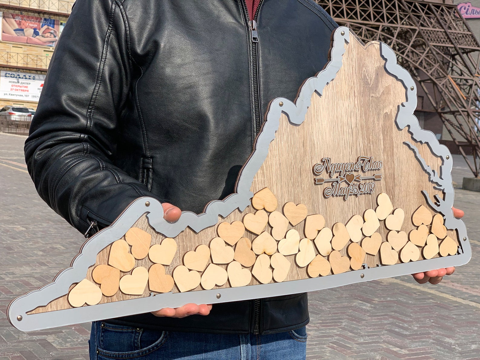 Virginia Shape Virginia Shape Wedding Guest Book VIRGINIA | Etsy