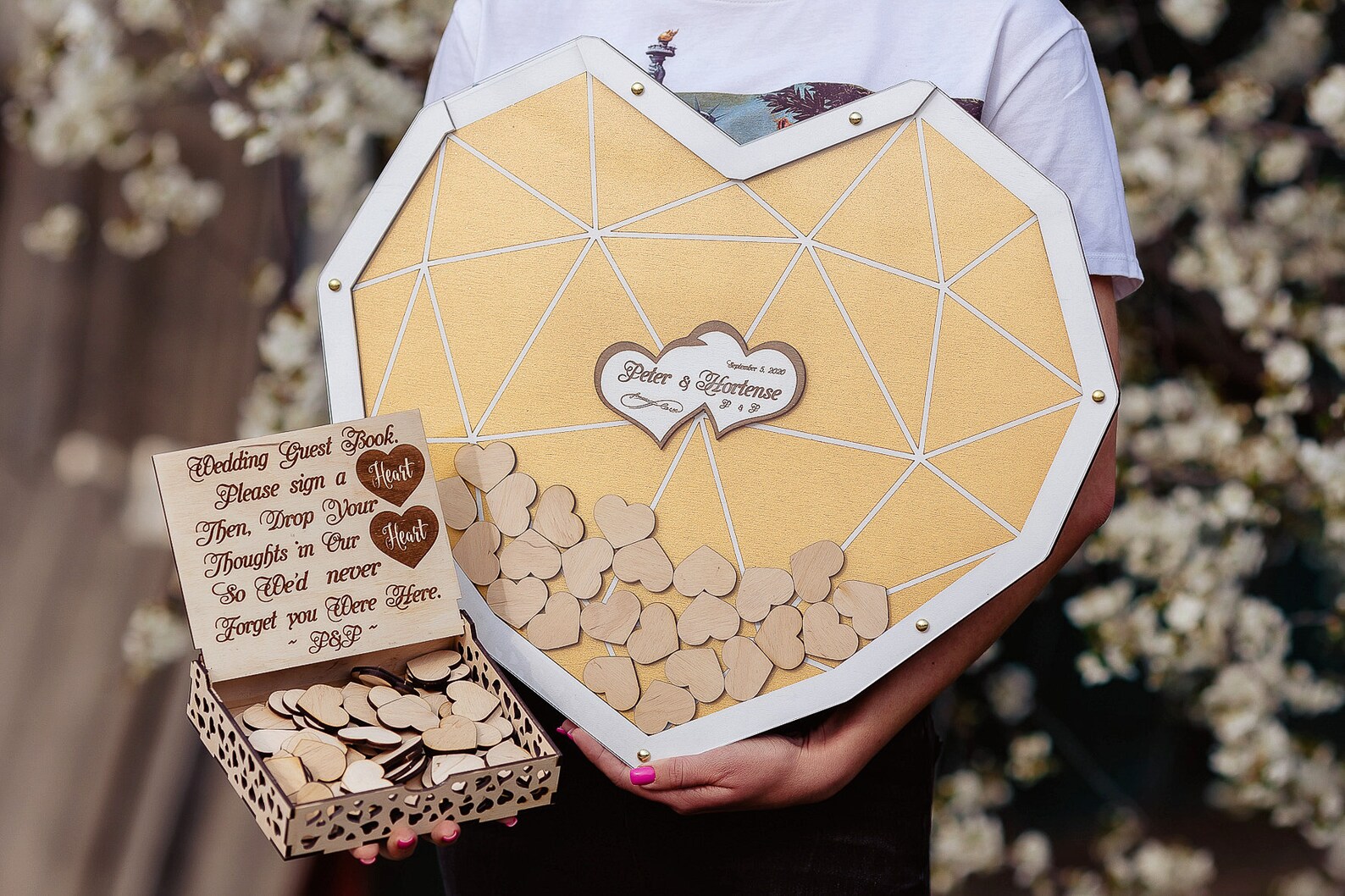 White Wedding Guest Book, Wedding Guest Book Alternative, Diamond Shape ...