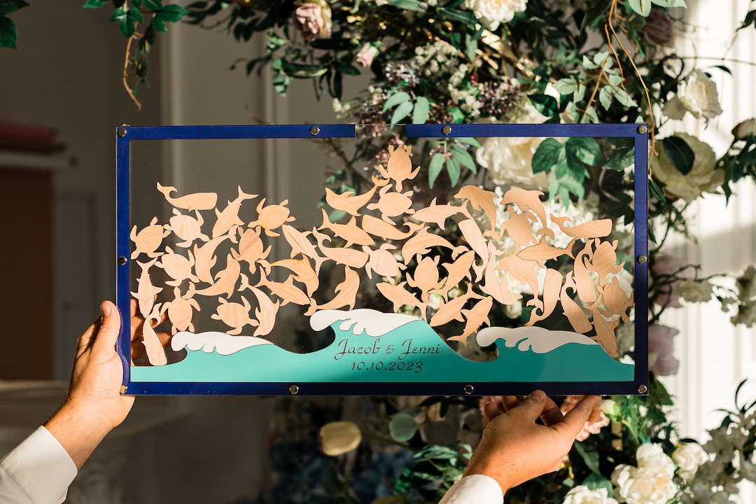 Nautical Guest Book, Shark Guestbook, Wedding Guest Book, Marine Guest ...