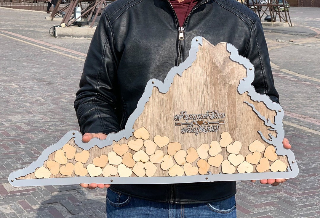 Virginia Shape, Virginia Shape Wedding Guest Book, VIRGINIA GUEST BOOK ...