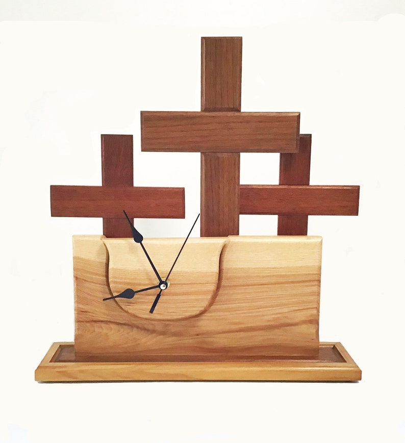 Unique, Wooden Clock, Hand Crafted, Wooden Cross, 3 Crosses - Etsy