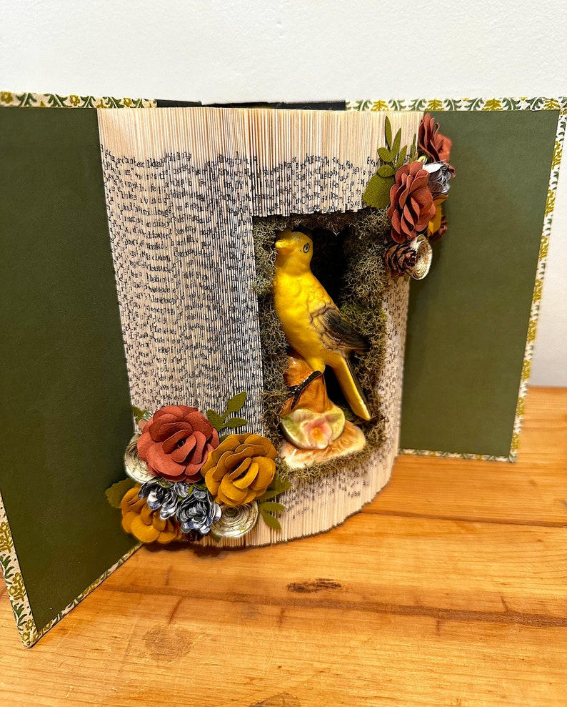 A Bird in the Book Repurposed Book Art Book Art Sculpture Vintage Bird ...