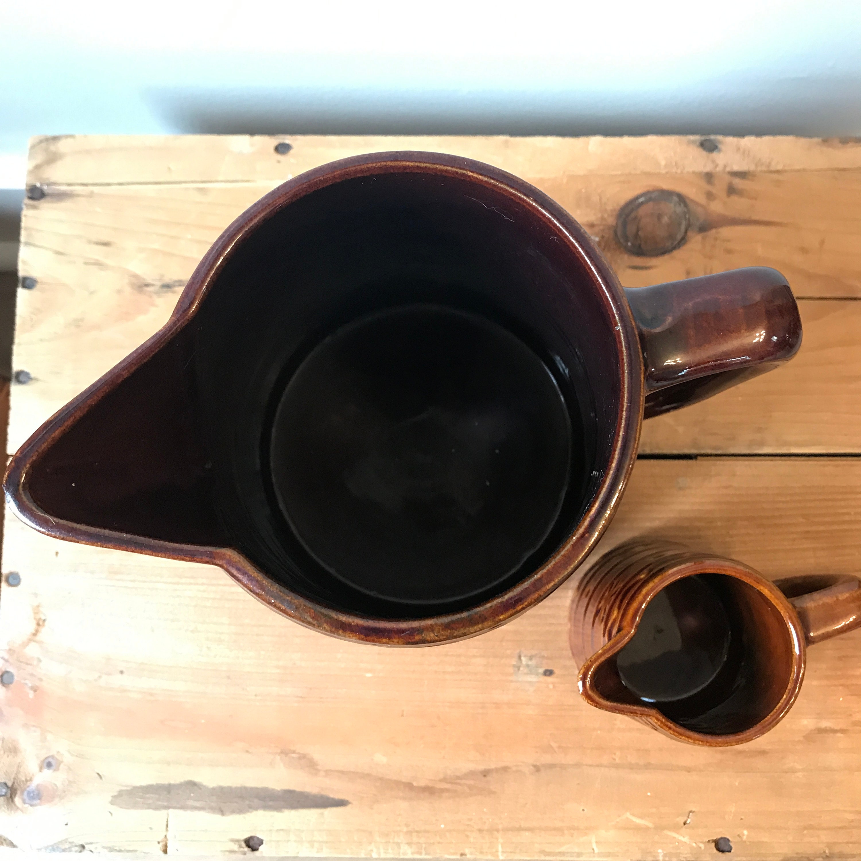 Set of 2 Vintage Marcrest Daisy and Dot Pitchers Oven Proof Brown ...