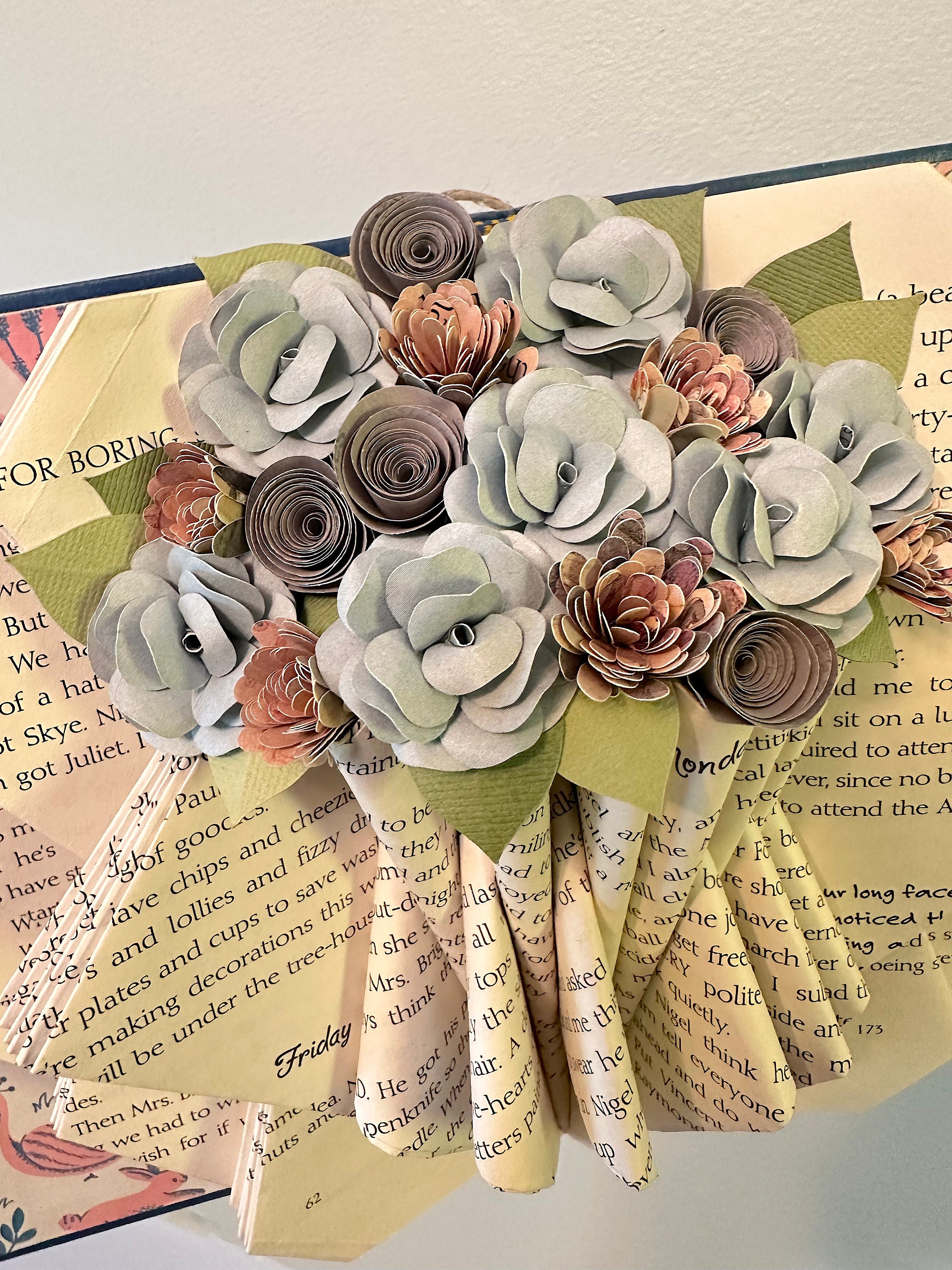 Shades of Pink and Blue Book Art Sculpture Art Deco Folded Book Wall ...