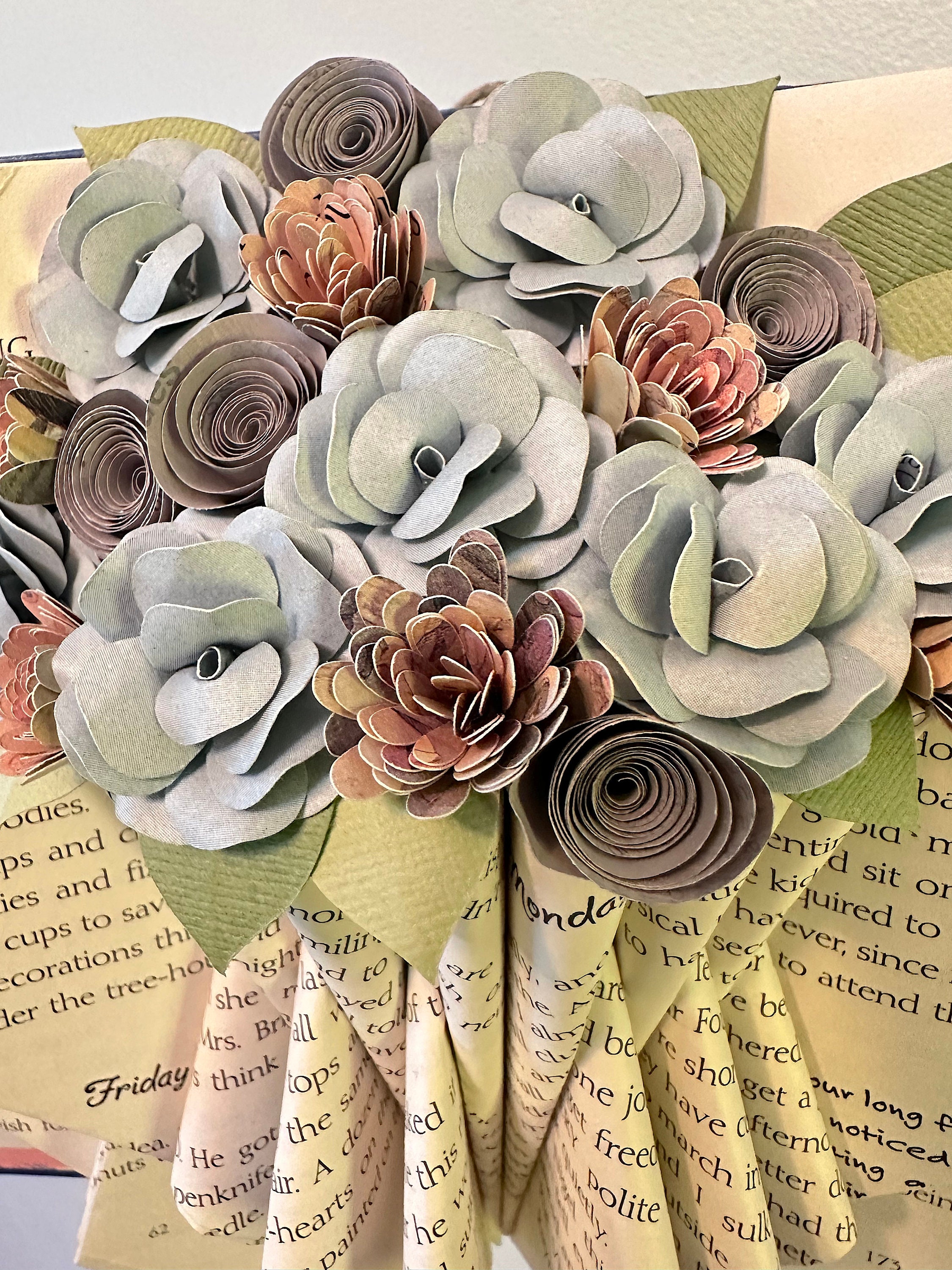 Shades of Pink and Blue Book Art Sculpture Art Deco Folded Book Wall ...