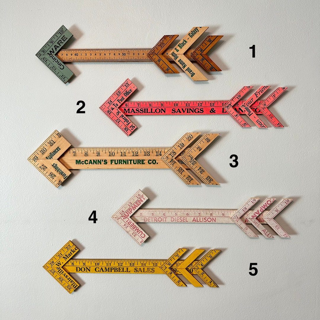 Wooden Yardstick Arrows - Vintage Advertising Rulers - Boho Wall Decor ...