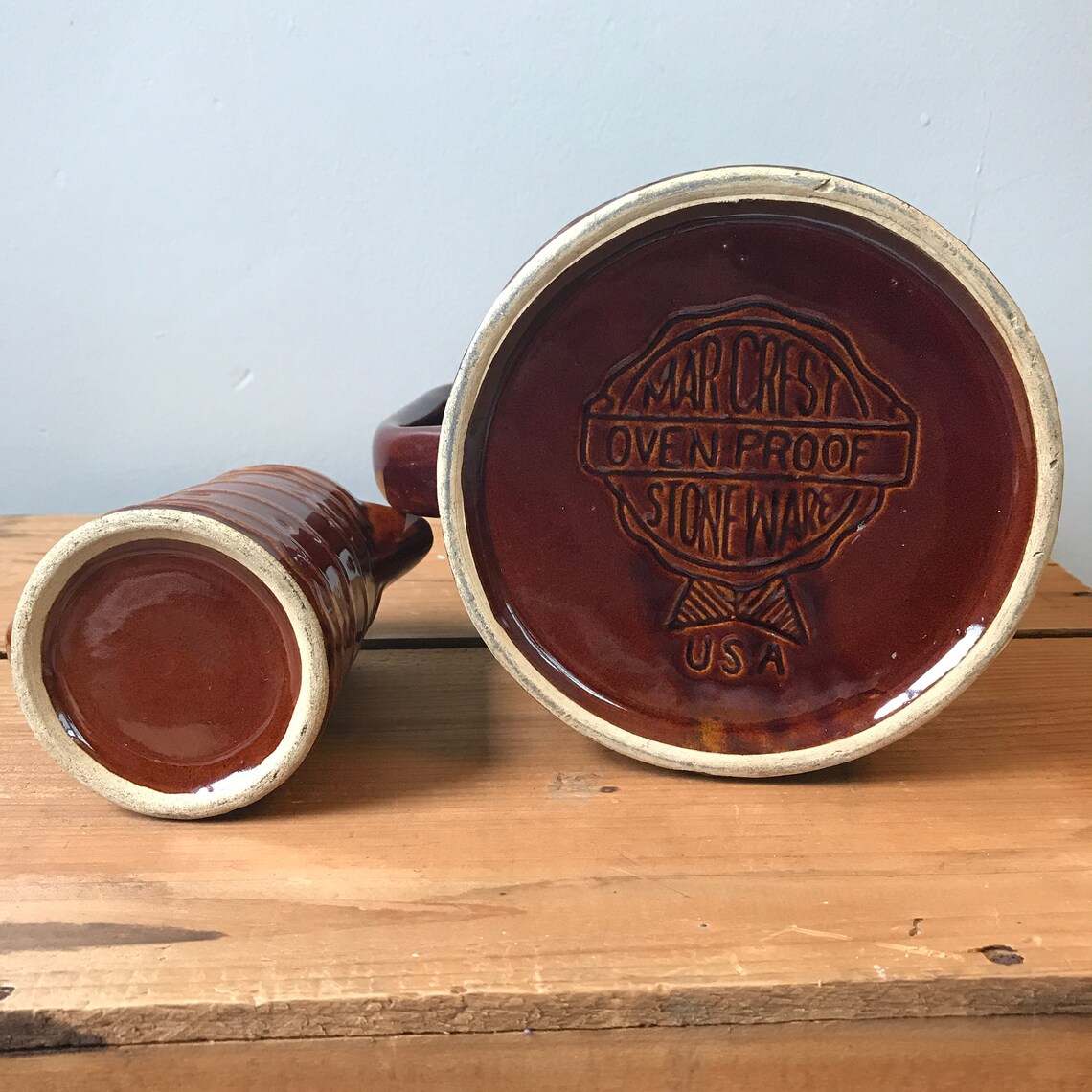 Set of 2 Vintage Marcrest Daisy and Dot Pitchers Oven Proof Brown ...