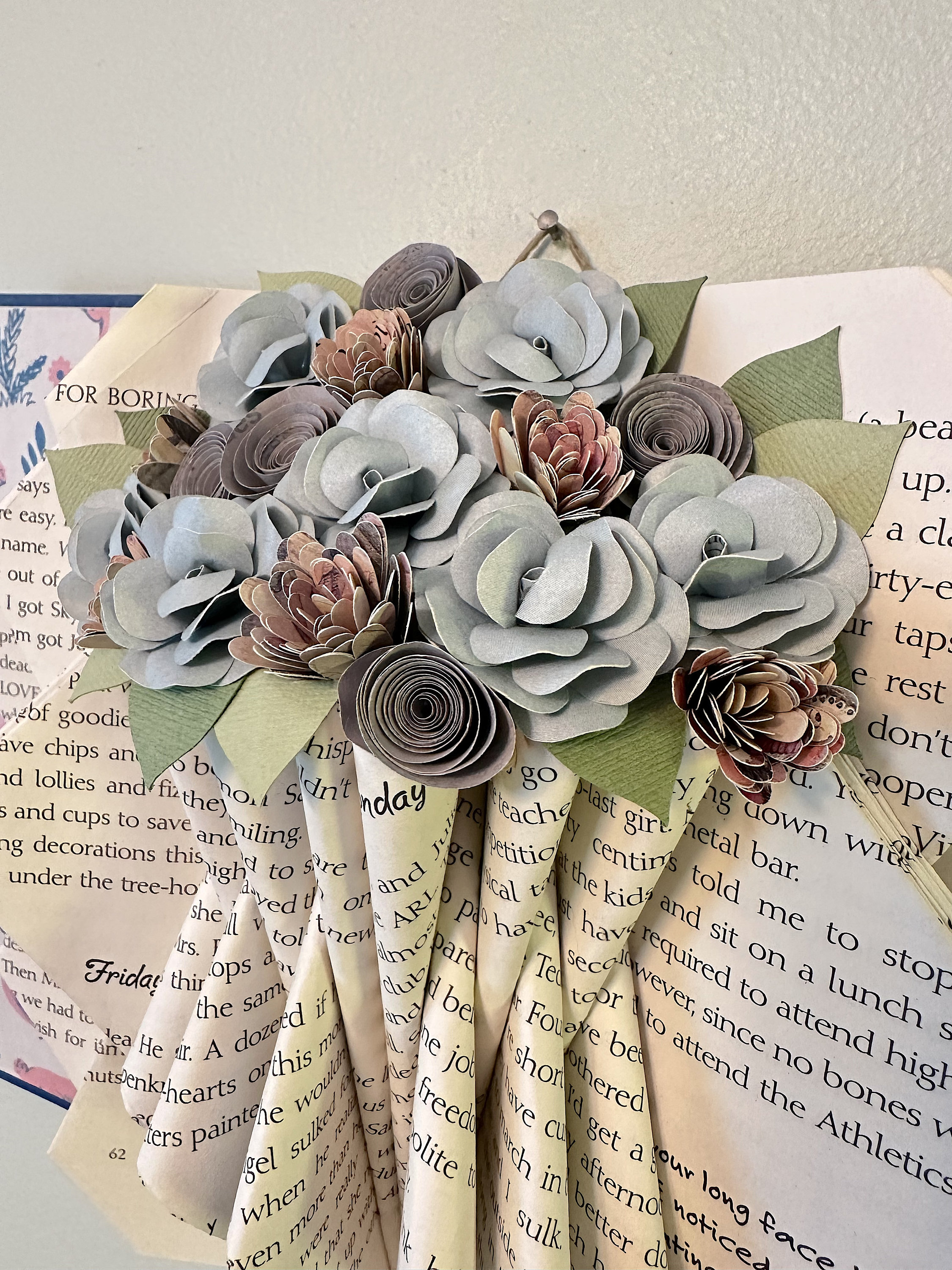 Shades of Pink and Blue Book Art Sculpture Art Deco Folded Book Wall ...