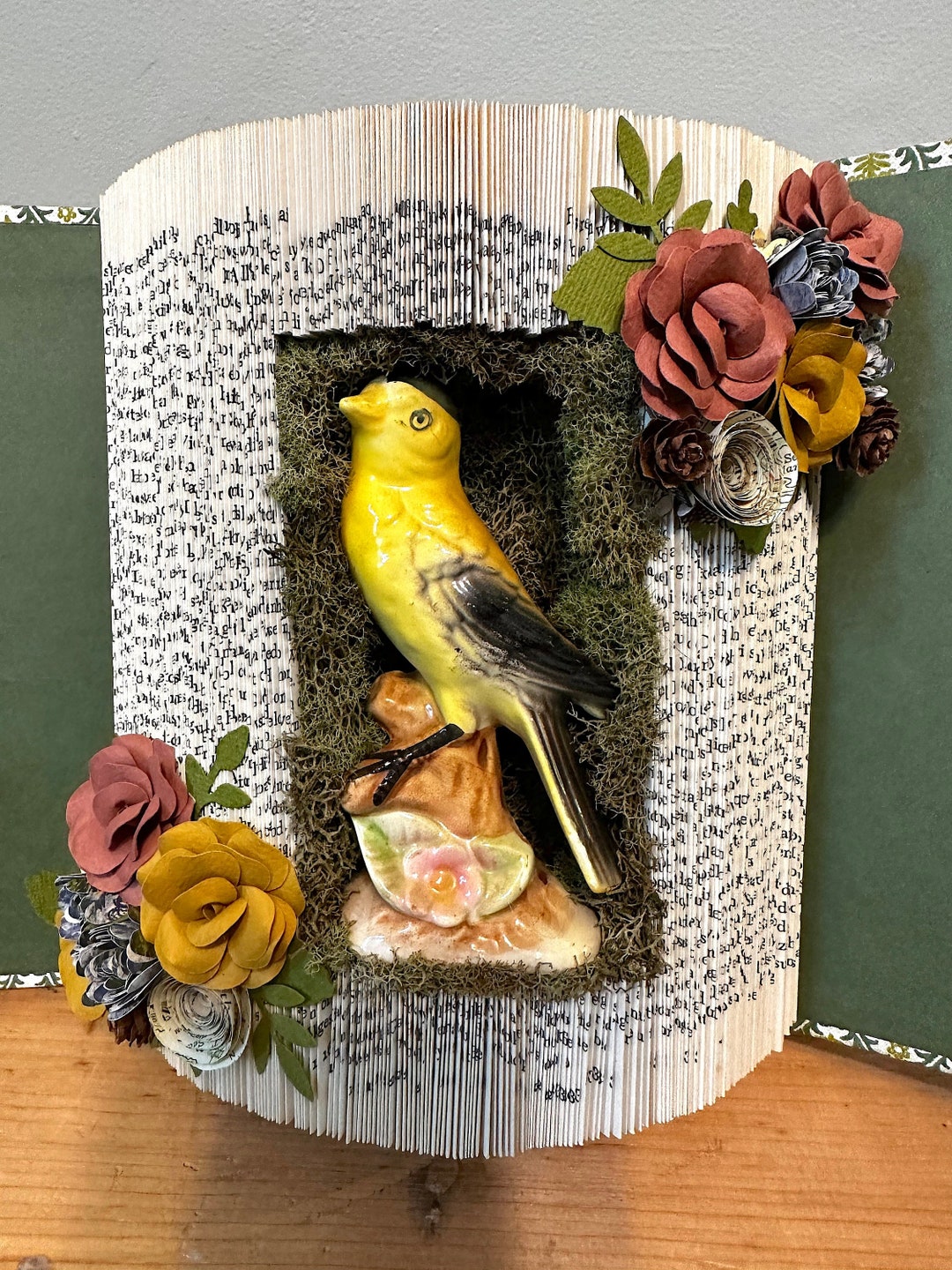 A Bird in the Book Repurposed Book Art Book Art Sculpture Vintage Bird ...