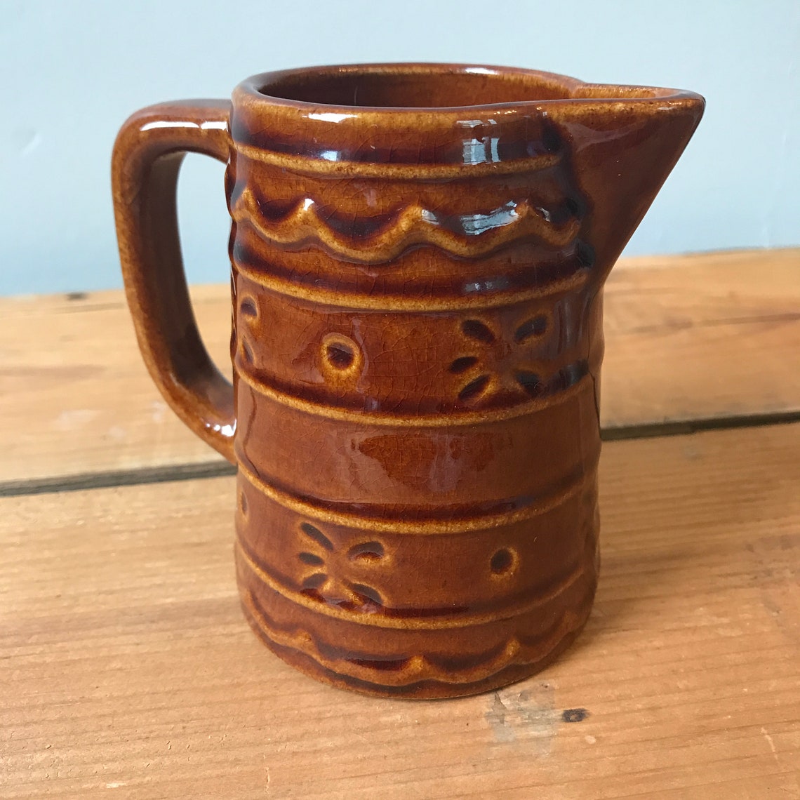 Set of 2 Vintage Marcrest Daisy and Dot Pitchers Oven Proof Brown ...