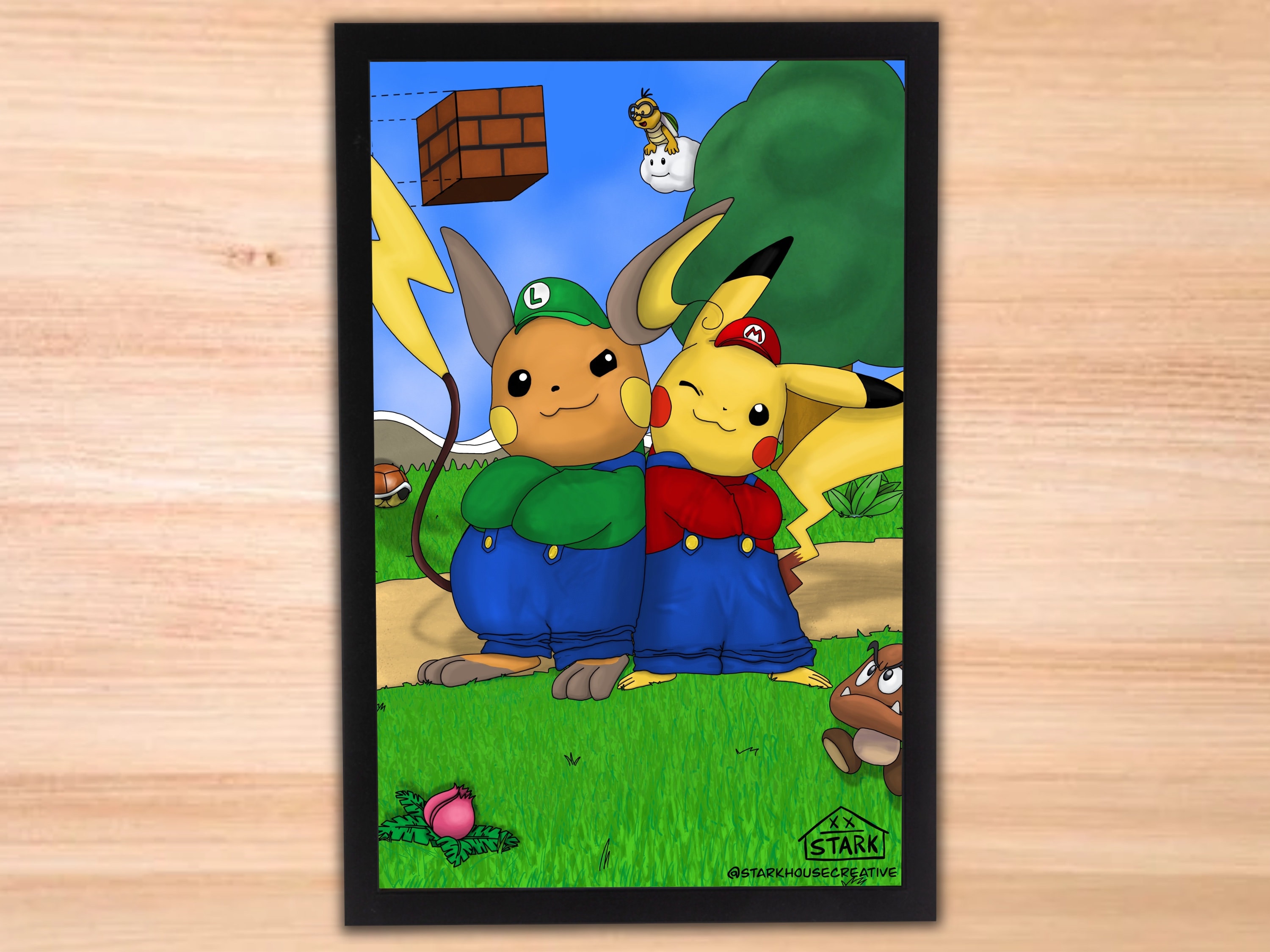 Pikachu and Raichu as Super Mario Bros Art Print - Etsy