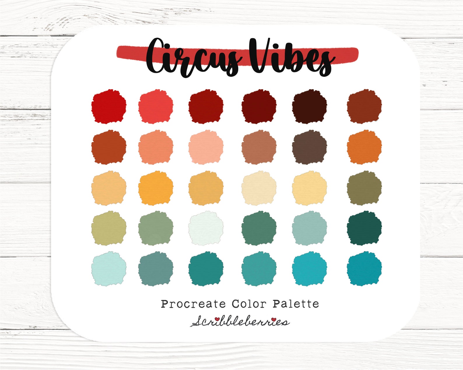 Circus Vibes Color Palette Procreate Color Palette Color - Etsy