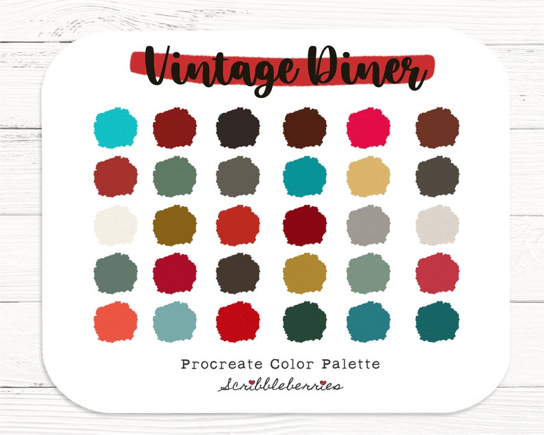 Vintage Diner Procreate Palette Colorful Palette Color - Etsy