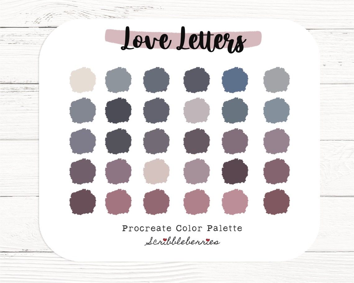 Love Letters Procreate Color Palette Color Swatches Color | Etsy