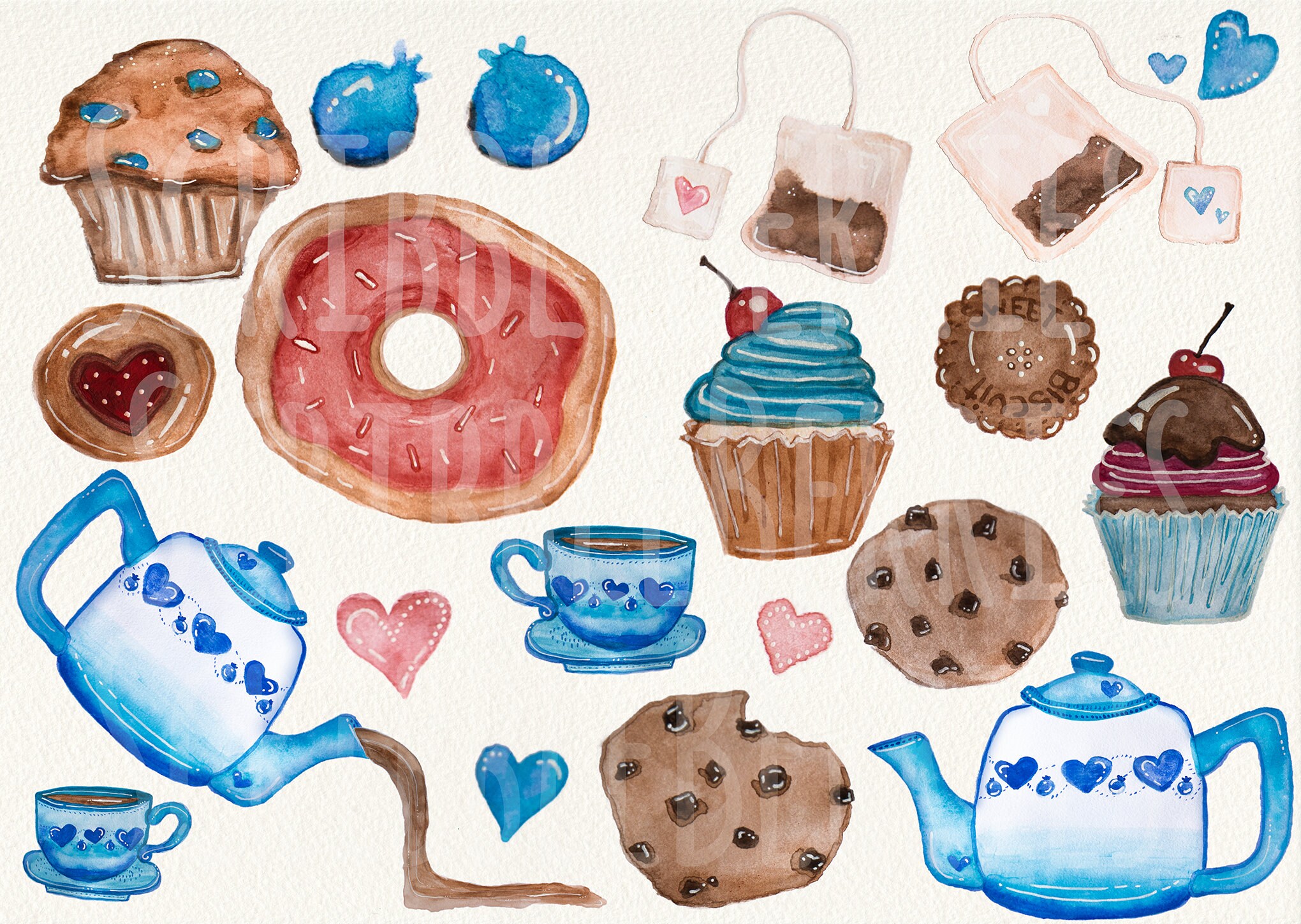 Watercolor Tea Party Clip Art Tea Party Clip Art Tea Party | Etsy