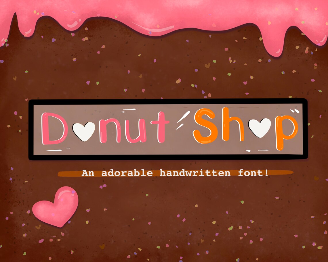 Donut Shop Handwritten Font Cute Font Handwritten Font | Etsy