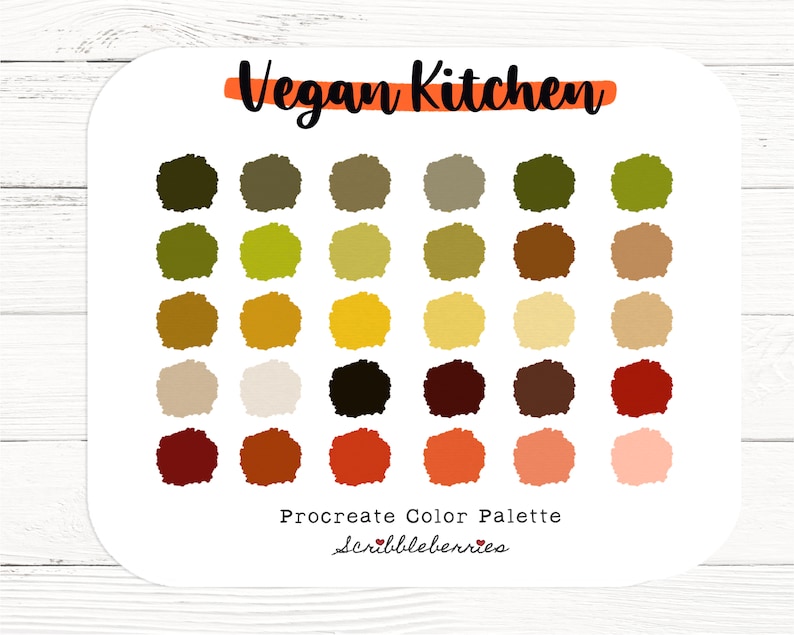 Vegan Kitchen Procreate Color Palette Color Swatches Color | Etsy