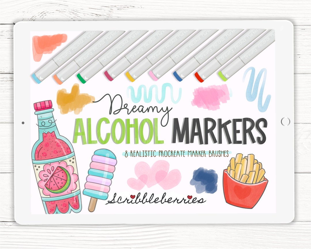Alcohol Markers Procreate Brush Set: Realistic Texture Brushes (digital ...