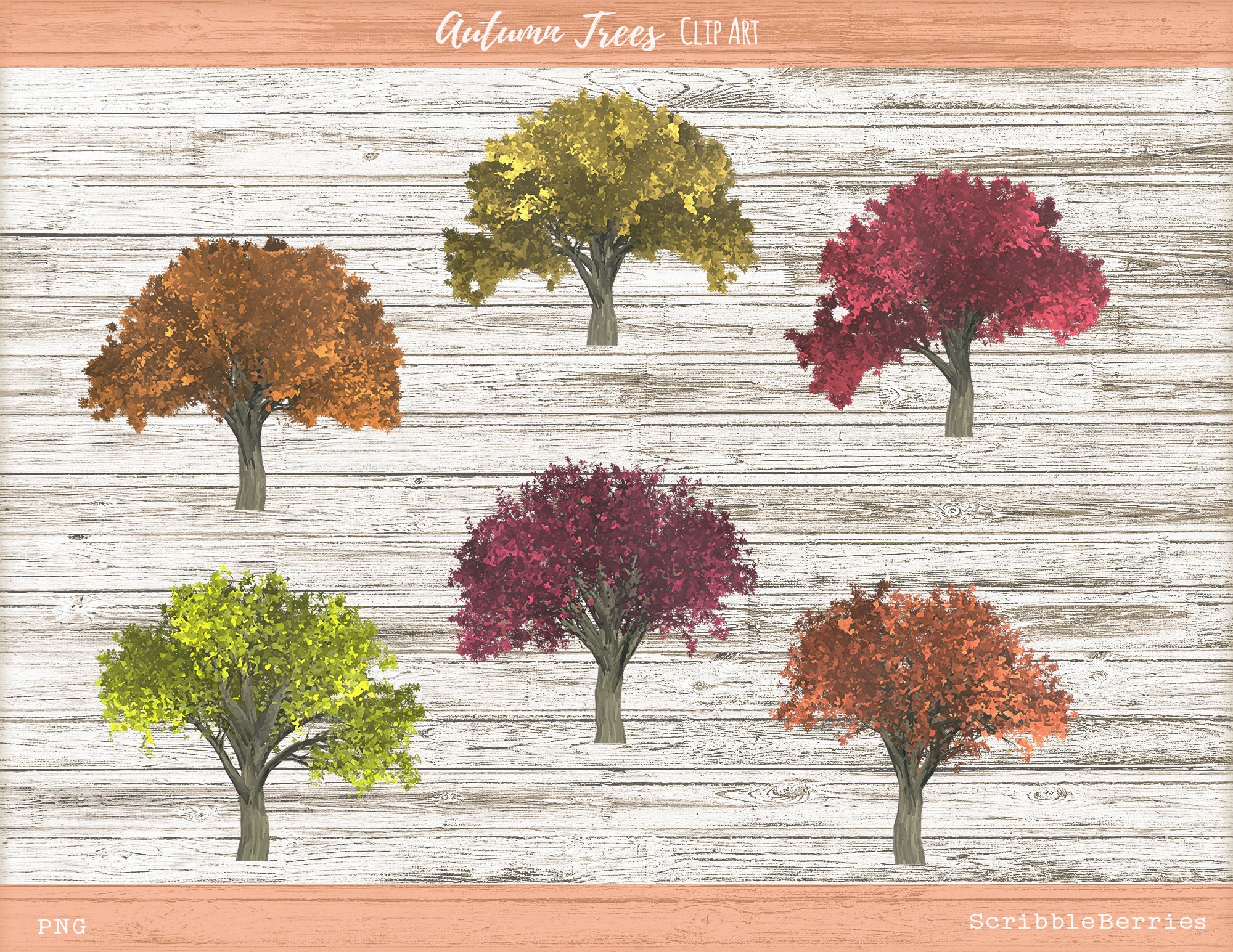 Watercolor Beautiful Trees Clip Art Tree Clip Art weeping | Etsy