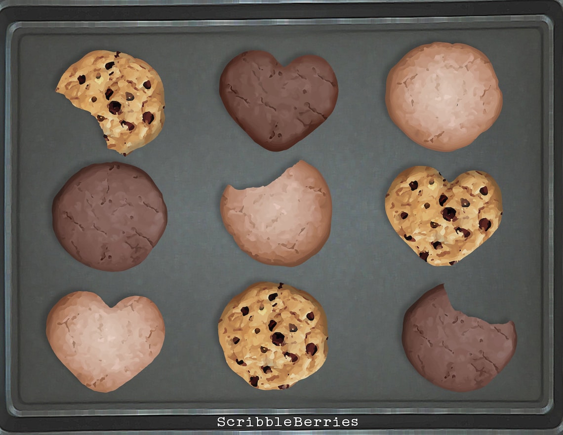 Cute Cookie Clip Art chocolate chip cookie clip art cookie | Etsy