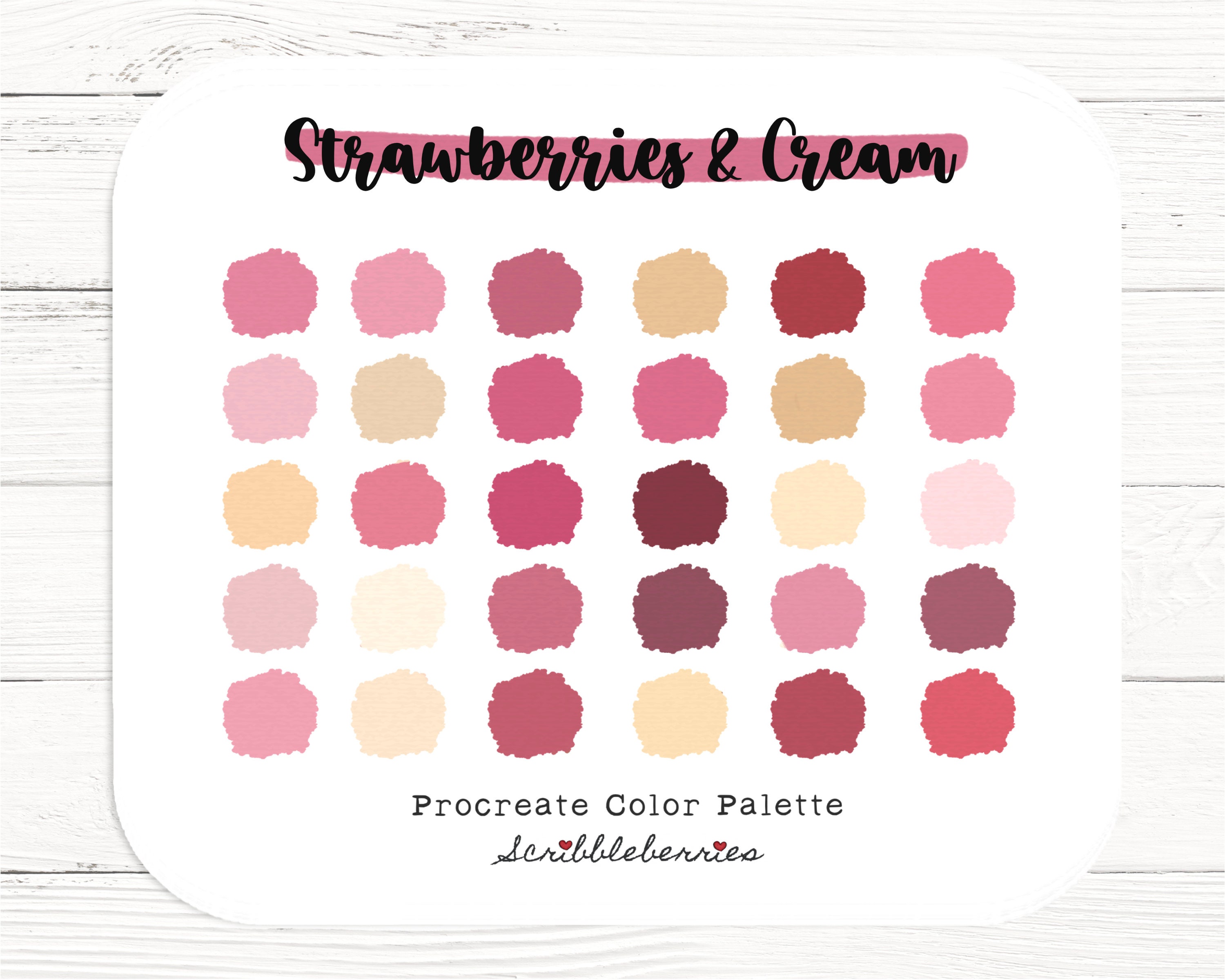Strawberries & Cream Color Palette, Procreate Color Palette, Color ...