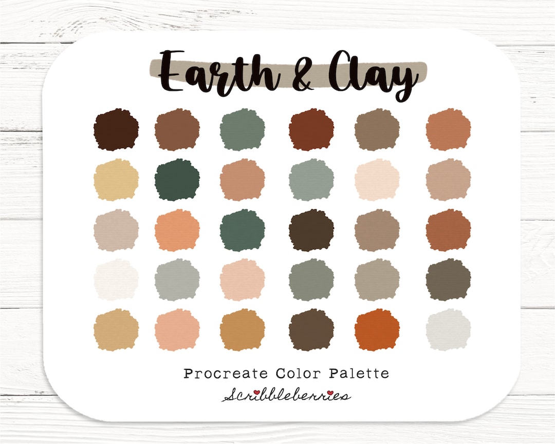 Earth & Clay Procreate Color Palette: 30 Earthy Colors (.swatch File ...
