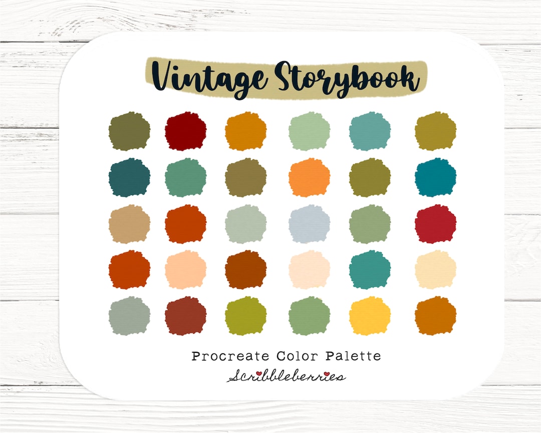Vintage Storybook Procreate Color Palette: 30 Earthy Colors (digital ...