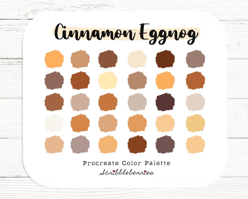 Cinnamon Eggnog Procreate Color Palette: 30 Earthy Colors (.swatch File ...