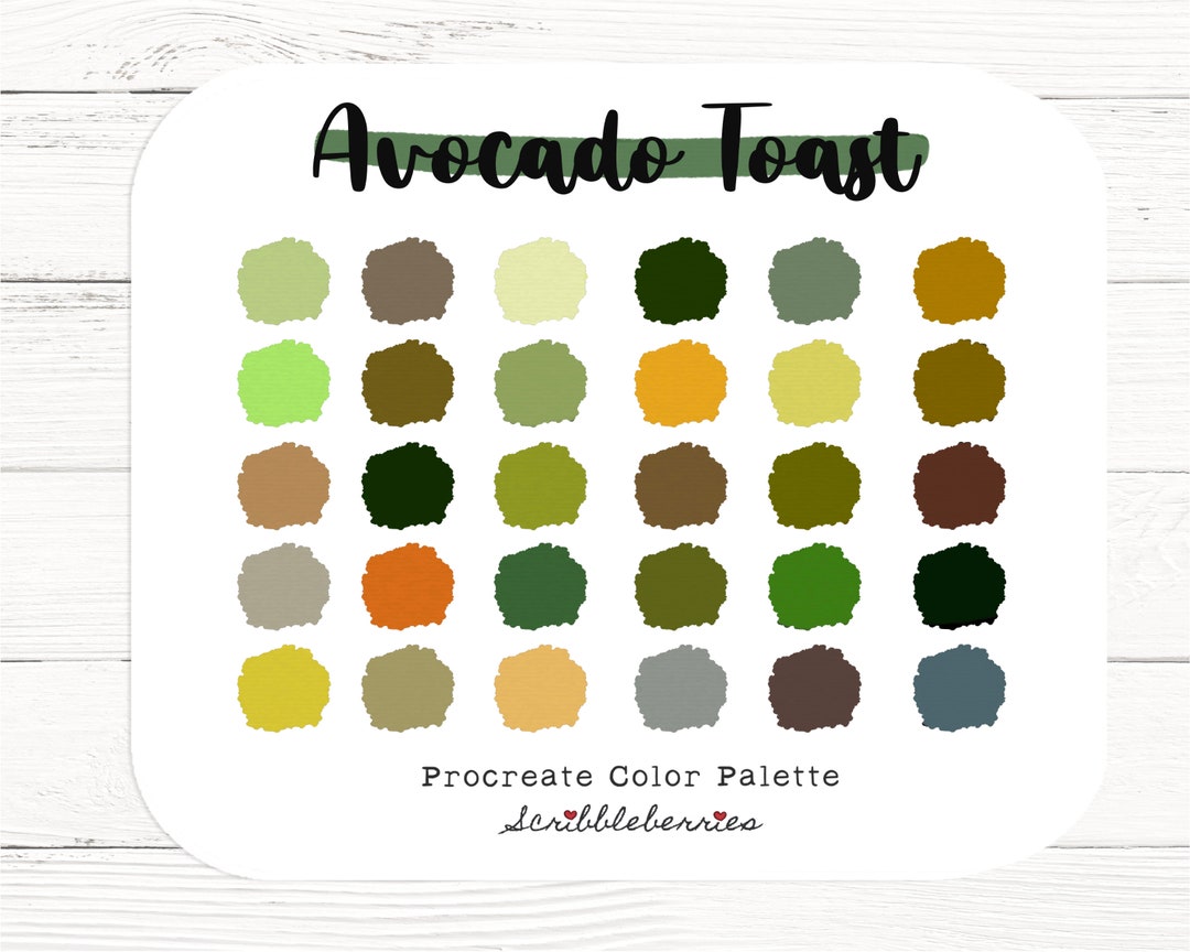 Avocado Toast Procreate Color Palette: 30 Rich Swatches (digital ...