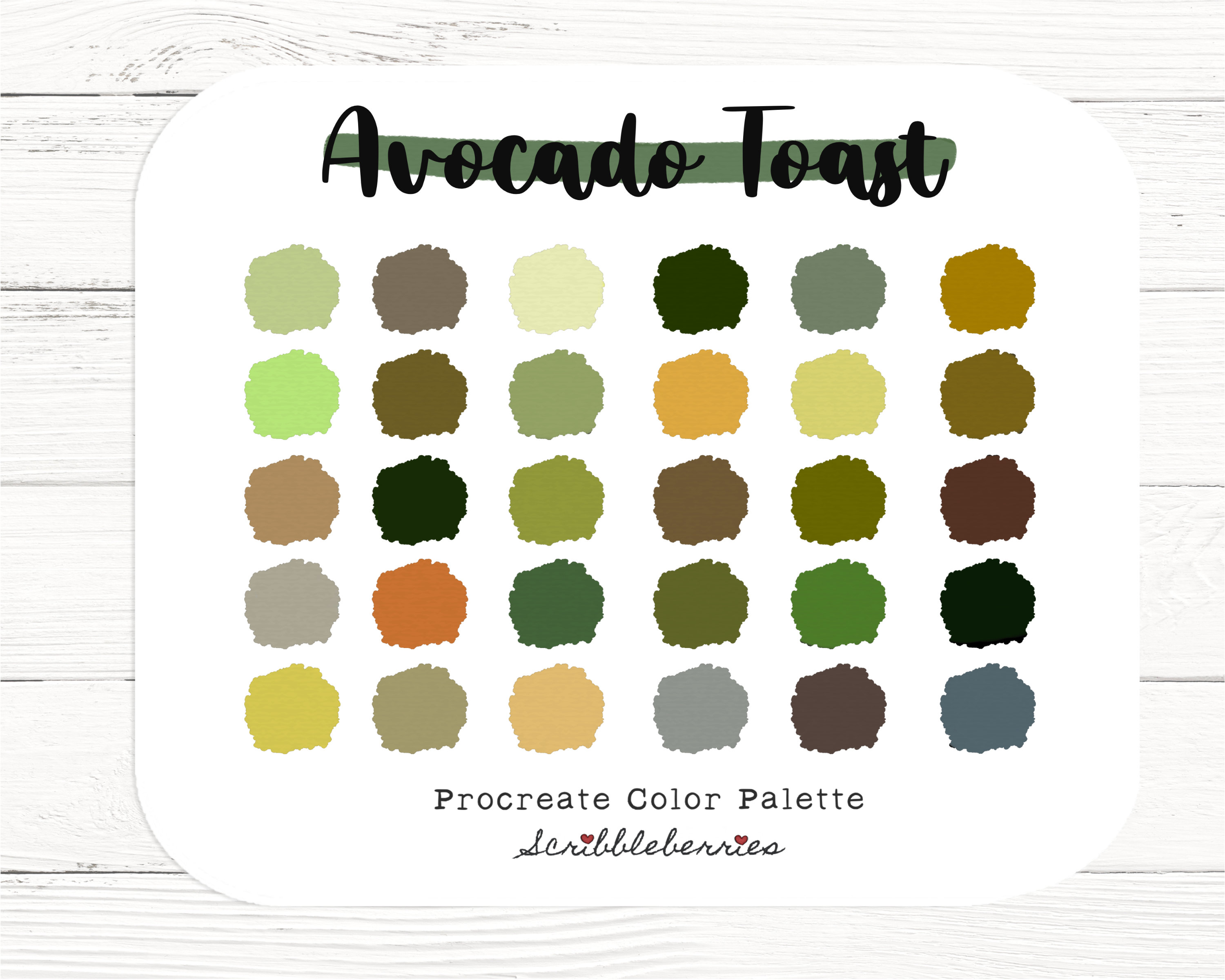 Avocado Toast Color Palette Procreate Color Palette Color - Etsy Ireland