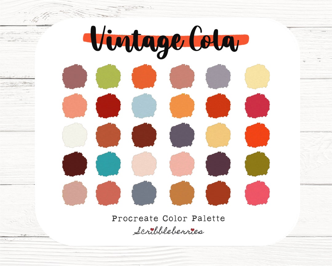 Vintage Cola Color Palette, Procreate Color Palette, Color Swatches ...