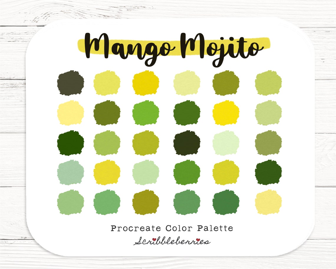 Mango Mojito Procreate Color Palette: 30 Coordinating Colors (.swatch ...