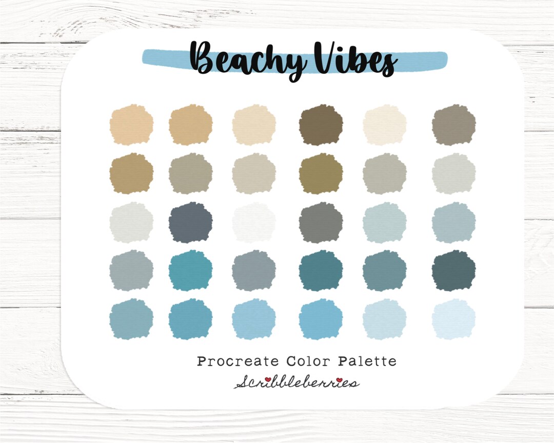 Beachy Vibes Procreate Color Palette: 30 Coordinating Swatches (digital ...