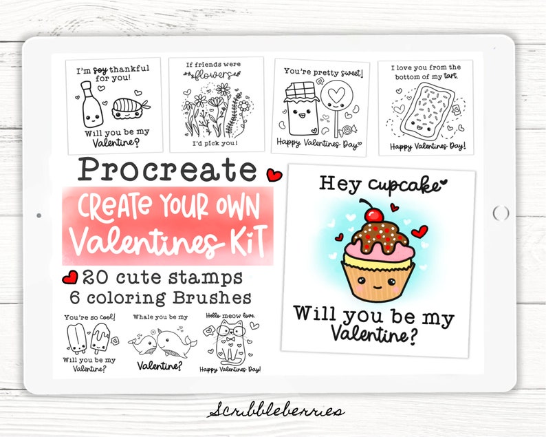 Valentines Day Stamp Brushes: Procreate Fineliner Brush Set - Etsy