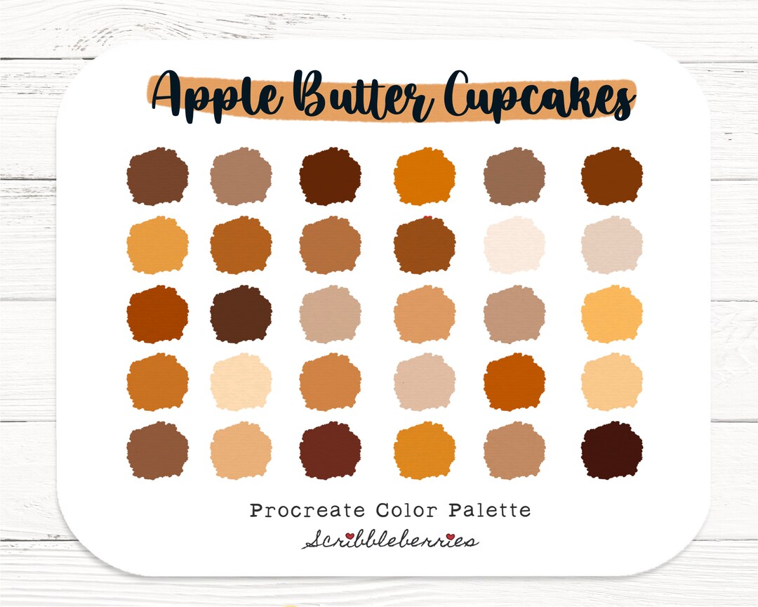 Apple Butter Cupcakes Procreate Color Palette: 30 Earthy Colors ...